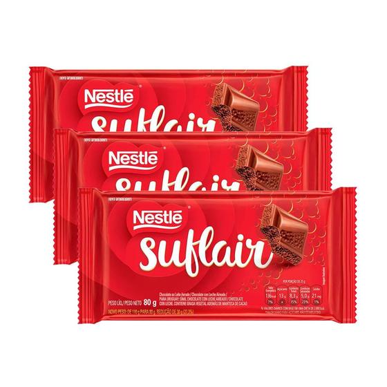 Chocolate Nestlé Suflair Ao Leite 80g Kit com três unidades - Suflair - Magazine Luiza
