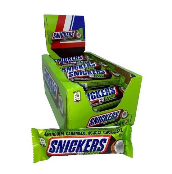 Chocolate Snickers Coco Caixa Com 20 unid. - Mars - Chocolate / Barra ...