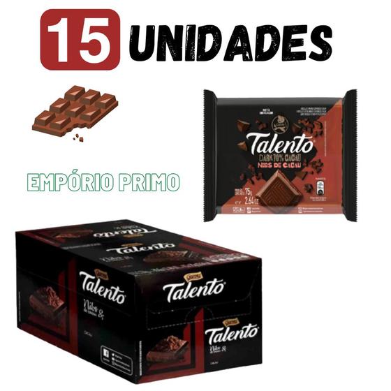 Chocolate Talento Nibs 70% Dark Cacau Caixa C/15 75g-garoto - Chocolate ...