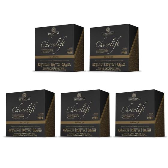 Chocolift Be Unique - 5x Caixas com 12 Barras de 40g cada - Essential ...