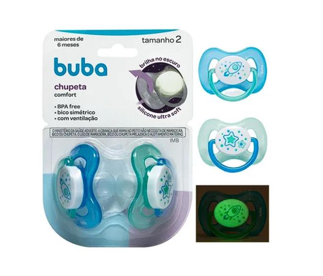 Chupetas Comfort Buba - Brilha No Escuro Kit Com 2 Unidades - Chupeta ...