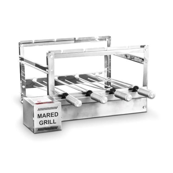 Churrasqueira Giratória Rotativa Em Aço Inox 4 Espetos Mared ...