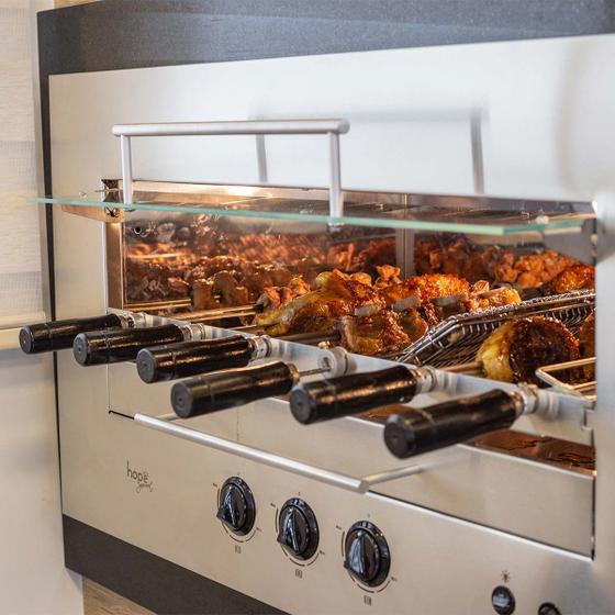 Churrasqueira sem Fumaça para Área Gourmet a Gás GLP 48x77Cm Espeto ...