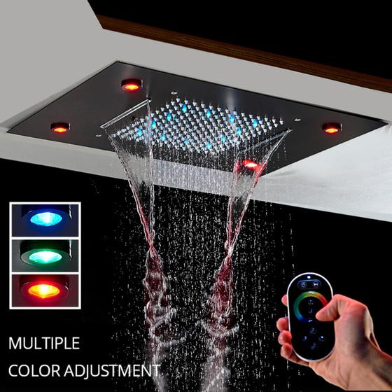 Chuveiro Ducha De Teto Spa de Embutir Led E Controle Remoto Múltiplas ...