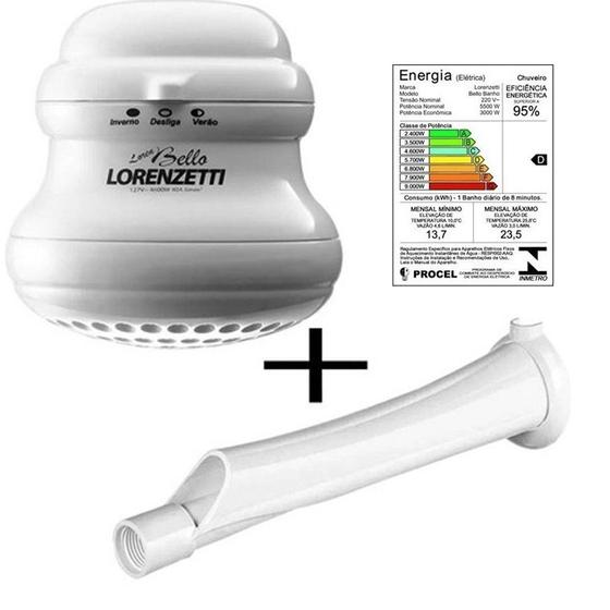 Chuveiro Elétrico Loren Bello com Cano 5500W 220v Lorenzetti - Ducha ...