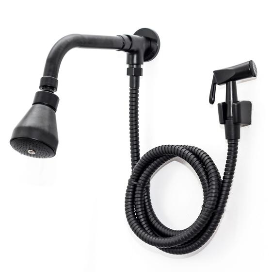 Chuveiro Metal Com Desviador Preto Fosco Black Matte - Samer Metais ...