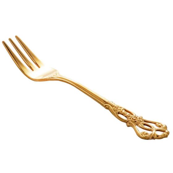 Cj 4 Garfos Pequenos Aço Inox Para Bolo Crown Dourado 12cm - BON ...