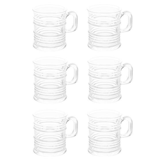 Cj 6 Canecas de Vidro Para Café Vintage Transparente 245ml Lyor - Caneca de Chá e Café ...