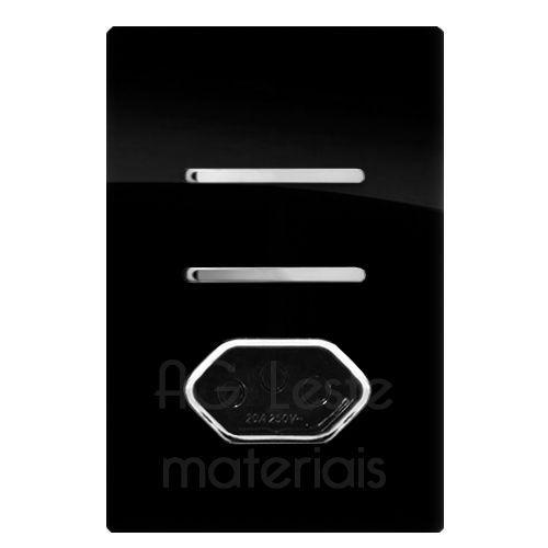 Cj interruptor duplo paralelo + tomada 10a com suporte 4x2 - dicompel novara preto brilhante ...