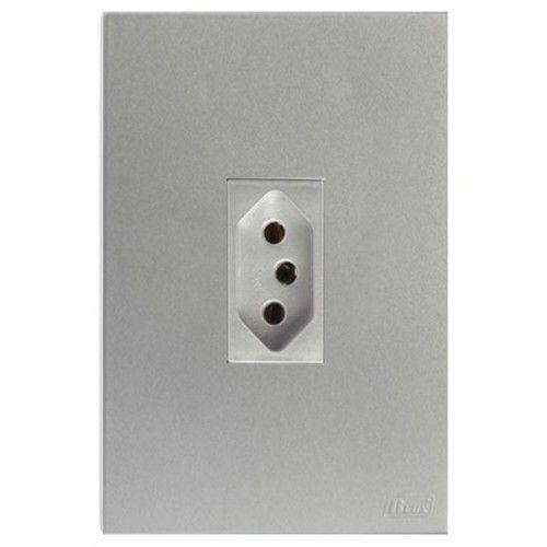 Cj tomada 20a vertical 4x2 recta prata satin fosco - brs12150-9pt ...