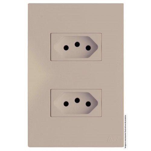 Cj tomada dupla 10a 4x2 - recta areia satin fosco - brs12176-2are ...