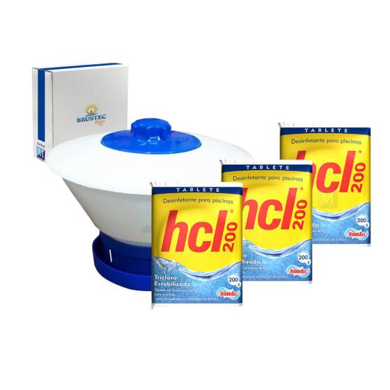 Clorador Para Piscina Com 3 Pastilhas De Cloro HCL Tradicional Hidroall ...
