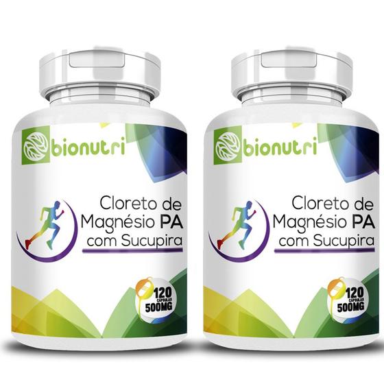 Cloreto de Magnésio P.A com Sucupira 500mg 120cps Kit 2 frascos - Bionutri - Cloreto de Magnésio ...