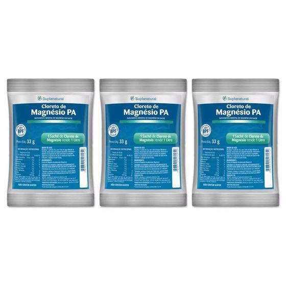 Cloreto de Magnésio PA 33g em Sache Premium 3 Unidades - SUPLAN NUTRITION - Cloreto de Magnésio ...