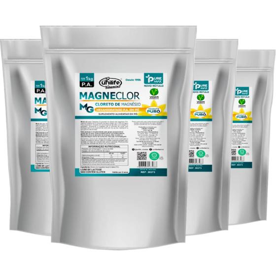 Cloreto De Magnésio Pa 4 X 1kg - Unilife - Cloreto de Magnésio / Magnésio Dimalato - Magazine Luiza