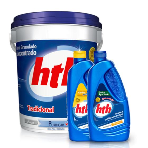Cloro 10kg Hth Tradicional 10 Kg + Maxfloc 1L + Hth Água Verde 1L ...