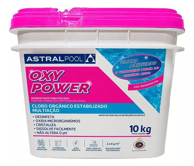 CLORO OXYPOWER MULTIACAO 5 em 1 ASTRALPOOL 10KG PISCINA RESIDENCIAL PH ESTÁVEL - Astral pool ...