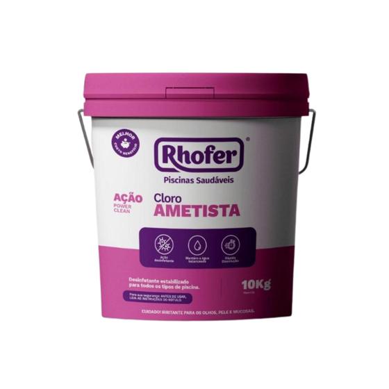 Cloro Rhofer 10kg Para Piscina Cloro Ativo em Pó 35% a 60% Estabilizado ...
