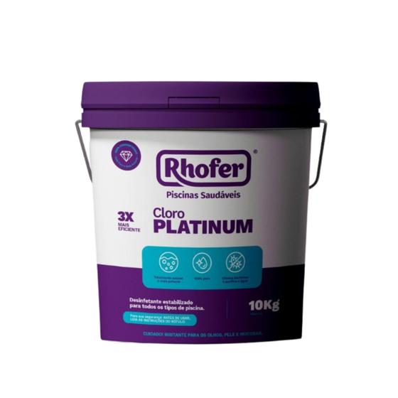 Cloro Rhofer Platinum 10kg Para Piscina Cloro Ativo em Pó 35% a 60% ...