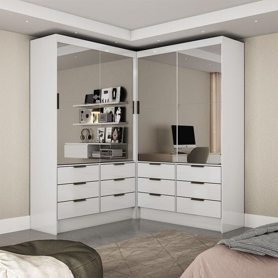 Closet Casal Duplo Sevilha 4 Portas Premium 12 Gavetas Carioca Móveis ...