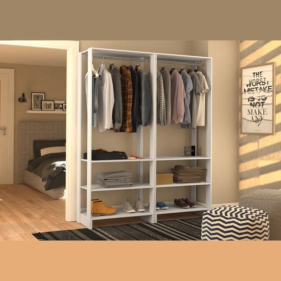Closet Guarda Roupa Armário Roupeiro Aberto Multiuso 6 Prateleiras ...