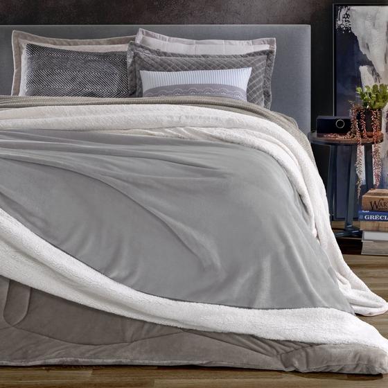 Cobertor Soft Sherpa Plush Queen - Cinza Cromo - Hedrons - Cobertor - Magazine Luiza