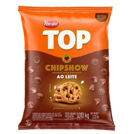 Cobertura em gota pingo chocolate ao leite chipshow top 1,01kg - harald ...