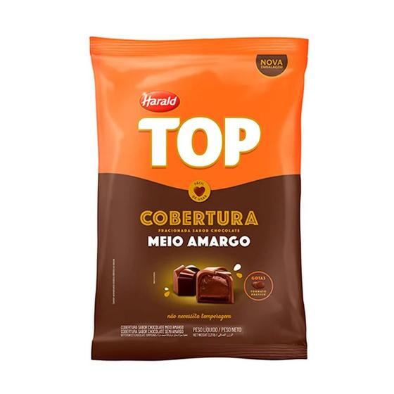 Cobertura Fracionada Top Sabor Chocolate Meio Amargo Gotas 1,01kg Harald - Recheio para Doces ...
