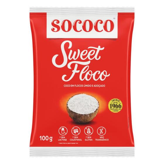 Coco Ralado Úmido Adoçado em Flocos Sococo Sweet Floco Pacote 100g ...