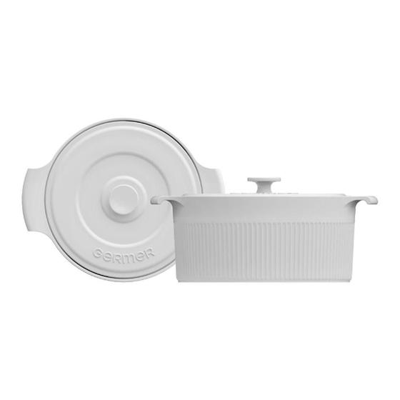 Cocotte 22Cm 2,75L De Porcelana Germer Com Tampa Branco - Panelas ...