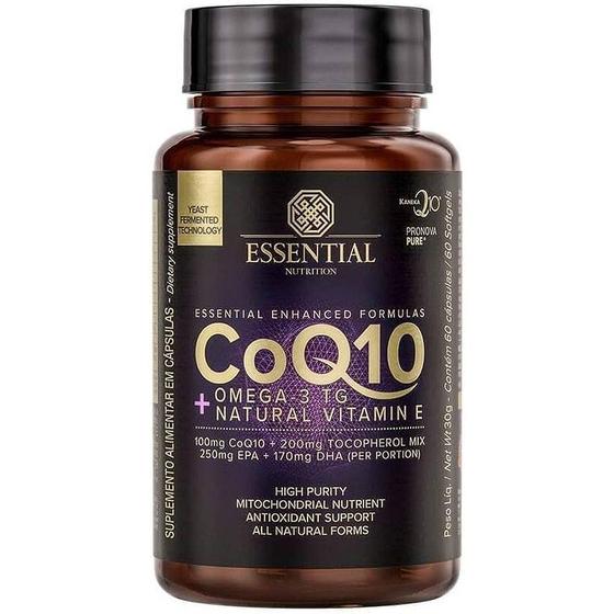 Coenzima Q10 + Omega 3 Tg + Vitamina E - 60 Capsulas - Essential ...