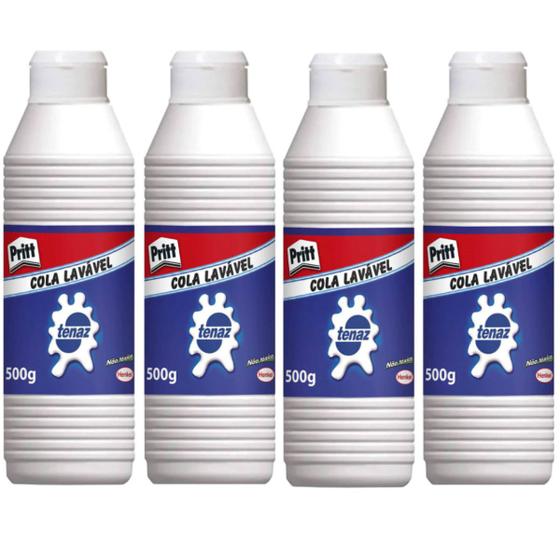 Cola Branca Tenaz Kit com 04 Unidades Lavável Pritt 500g - Cola Branca ...