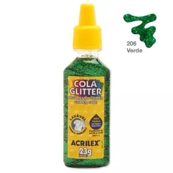Cola Glitter Acrilex 23 gramas Lavável e Não Tóxica - Cola Glitter ...