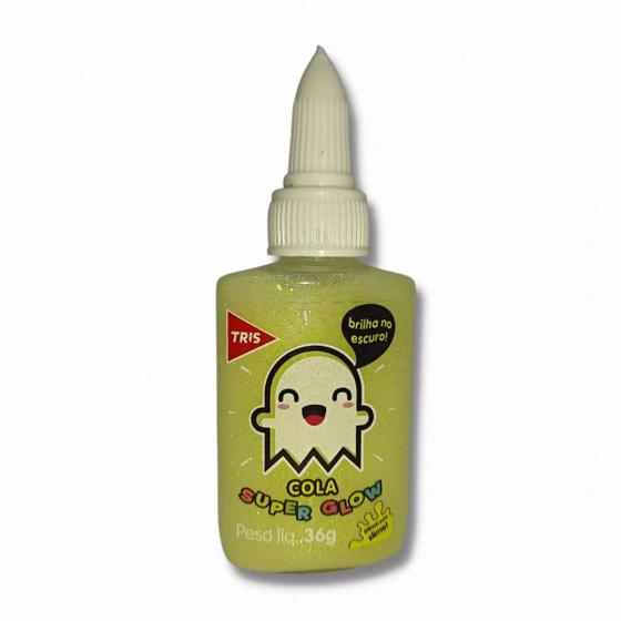 Cola glitter super glow tubo 36g, ideal para slime, cores neon e efeito ...