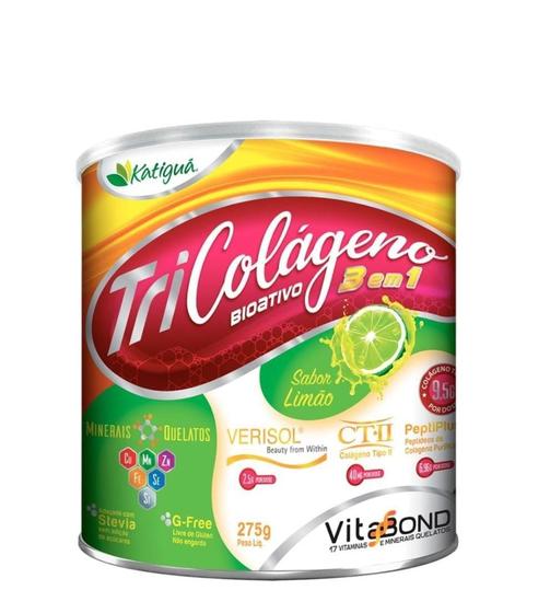 Colágeno Bioativo 3 em 1 Adoçado com stevia 275gr Sabor limão - katigua ...