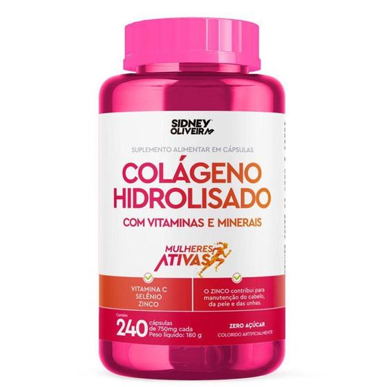 Colageno hidrolisado com vitaminas e minerais mulheres ativas 240 cápsulas - Sidney Oliveira ...