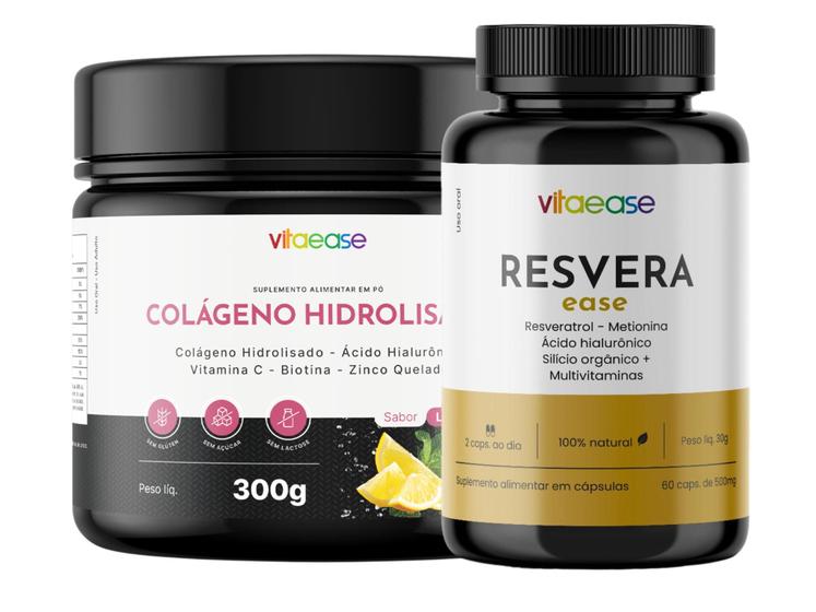 Colágeno Hidrolisado Transresveratrol Pele Cabelo Unhas Anti Idade Ácido Hialurônico, Vitamina C ...