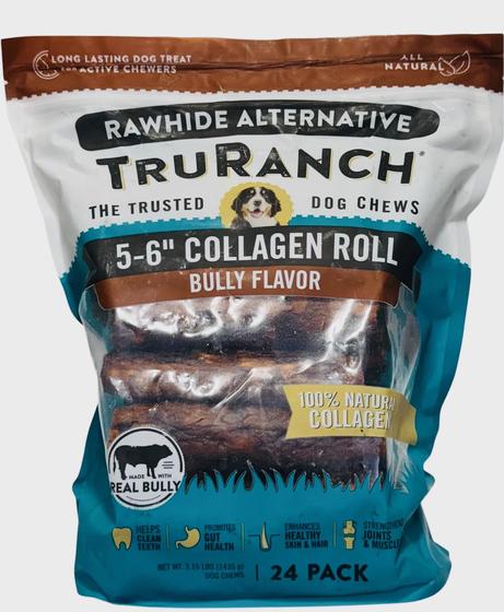 Colágeno para cães Bully Rolls TruRanch 24 unidades 1,43 kg - Marca ...