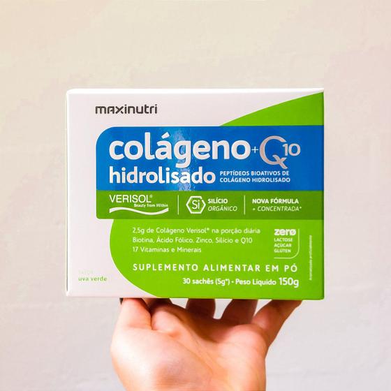 Colágeno Verisol Sachês 30x5g Sabor Uva Verde + Q10 Maxinutri ...