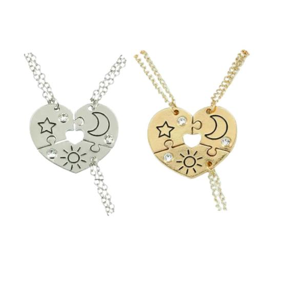 Colar Amizade coração Best Friends Lua Estrela Sol 3 Peças - DV - Colar ...