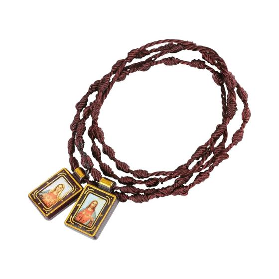 Colar Escapular Católico Com Medalha Quadrada De Jesus E Virgem Maria ...