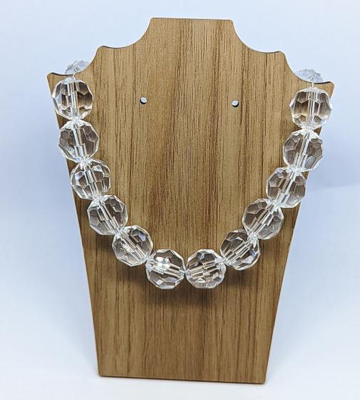 Colar Feminino com Pedras Cristal transparente em Esferas Oval grande ...