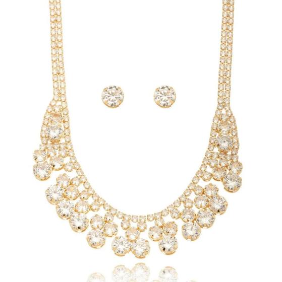 Colar Para Noivas Debutantes Madrinhas Banhado Ouro 18k Formado Por ...