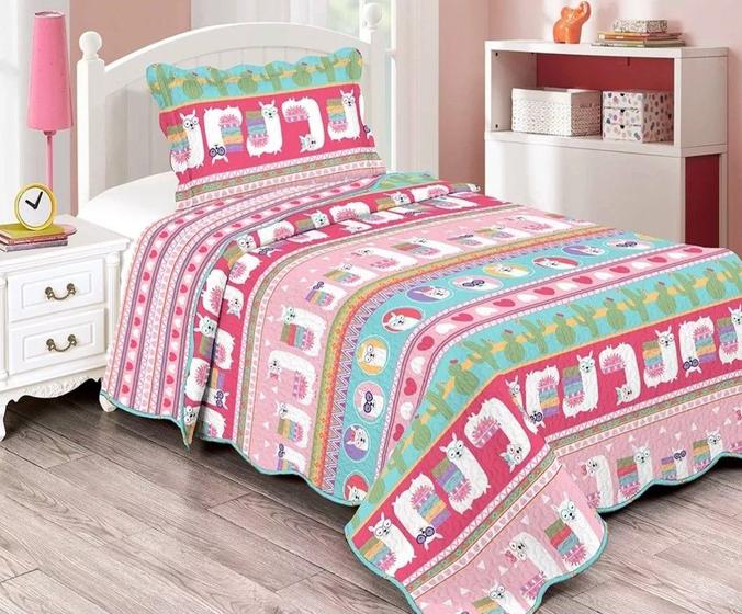 Colcha Evolution Patchwork Solteiro Lhama 160X230- CAMESA - Cobre-Leito ...