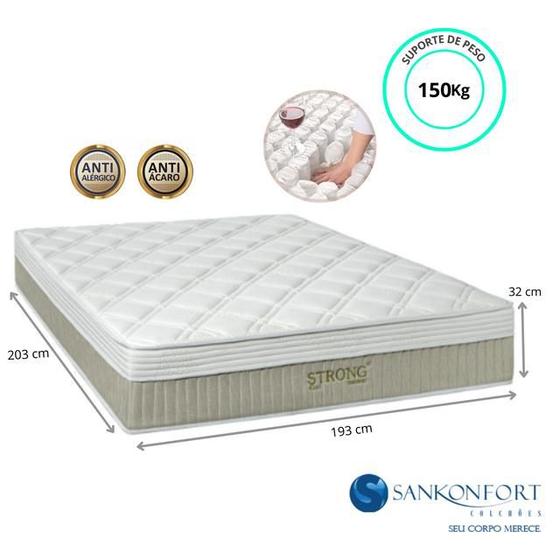 Colchão Casal King Sankonfort Strong 193x203x32 - (Linha Alta Firme até ...