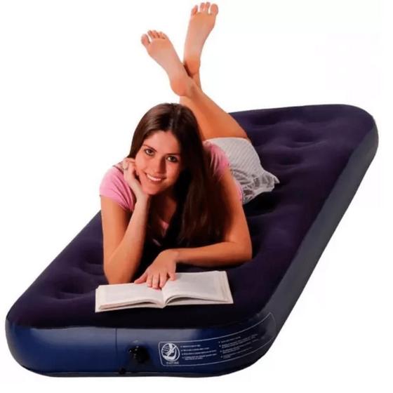 Colchão Colchonete Inflável Ar Solteiro Camping Atrio - Colchão ...