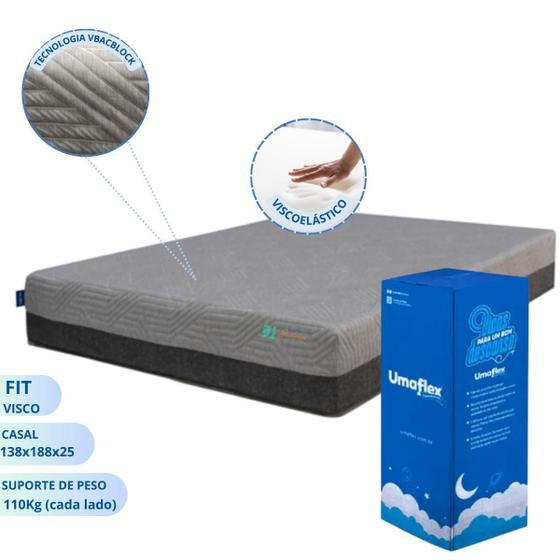 Colchão de Casal á vácuo Umaflex Fit Visco D28 / D29 138x188x25 ...