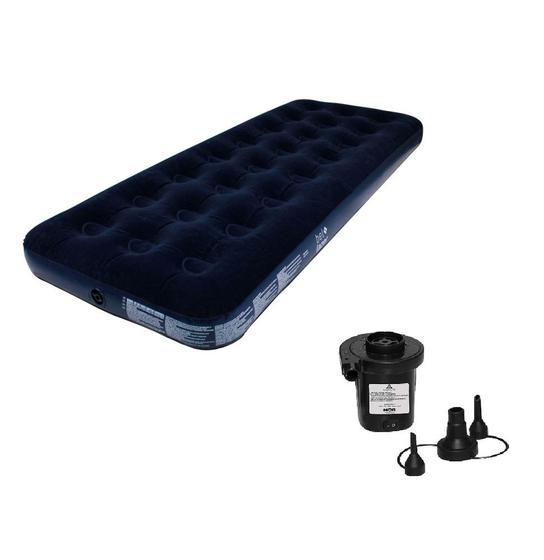 Colchão Inflável Solteiro Acampamento até 100kg + Inflador Eletrico ...