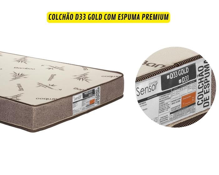 Colchão Solteiro Densidade D33 C/ 100% Espuma 14cm Altura - Sensor ...