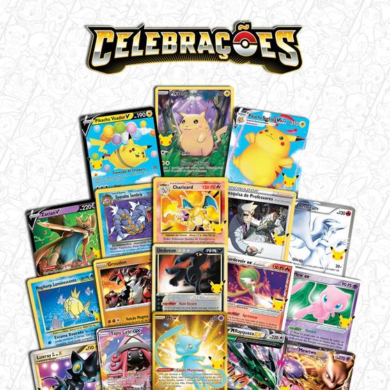 Coleção Celebrações Cartas Pokémon Brilhantes e Ultra Raras - Copag ...